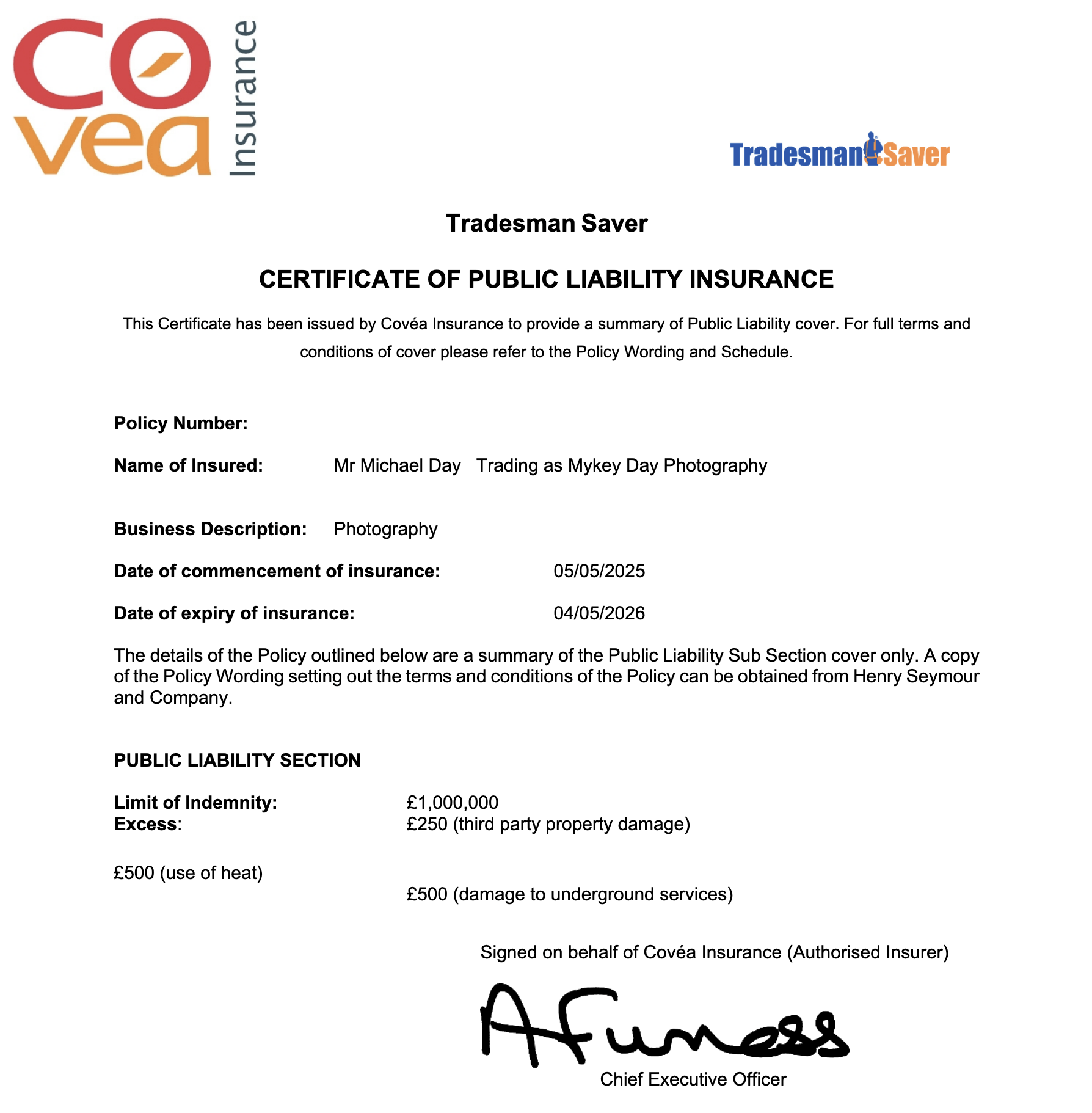 Proof of Insurance